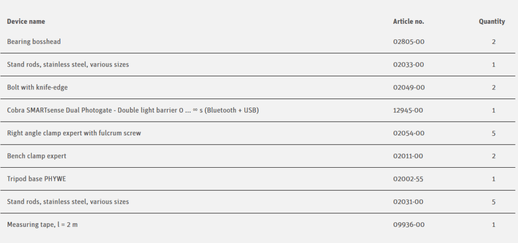 Reversible pendulum with Cobra SMARTsense – Hoskin Scientific